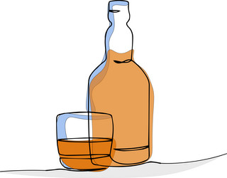 One line drawing of alcoholic drinks Royalty Free Vector
