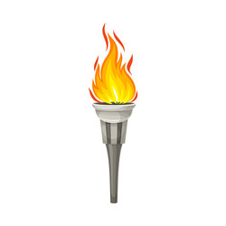 Torch with brightly burning fire on top as ignited