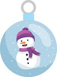 Cute snowman christmas sphere Royalty Free Vector Image