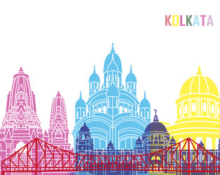 Kolkata skyline poster Royalty Free Vector Image