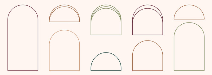 Modern minimalist aesthetic line arch frames Vector Image