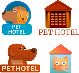 Pets hotel logo set cartoon style Royalty Free Vector Image