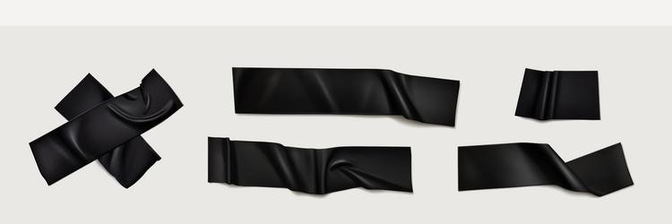 Realistic black adhesive duct tape pieces Vector Image Realistic black adhesive duct tape pieces Vector Image