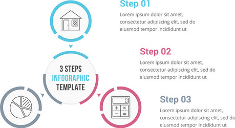 Three elements chart scheme diagram infographic Vector Image