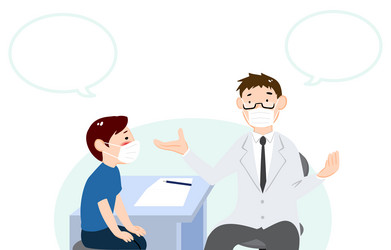 A patient listening to doctors explanation Vector Image