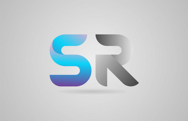 Grey blue alphabet letter sr s r logo 3d design Vector Image