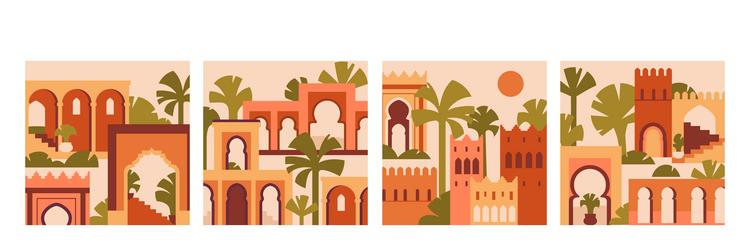 Moroccan architecture banner morocco building Vector Image