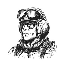 Pilot drawing isolated hand drawn engraved style Vector Image