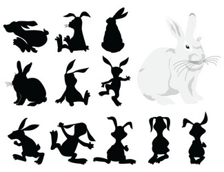 Dancing rabbit silhouette Royalty Free Vector Image