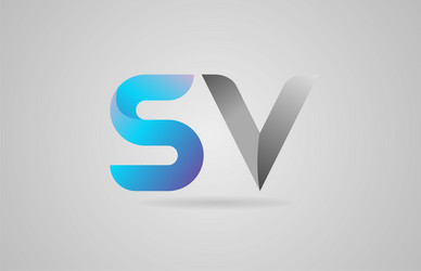 Grey blue alphabet letter sv s v logo 3d design Vector Image
