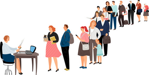 People queue waiting line Royalty Free Vector Image