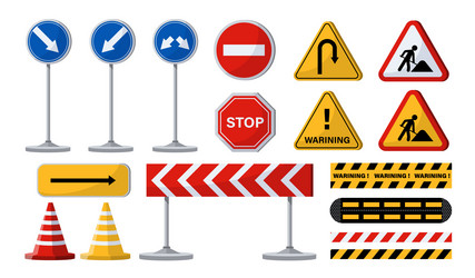 Road signs and symbols set Royalty Free Vector Image