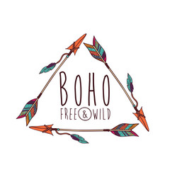 Boho style circle frame Royalty Free Vector Image