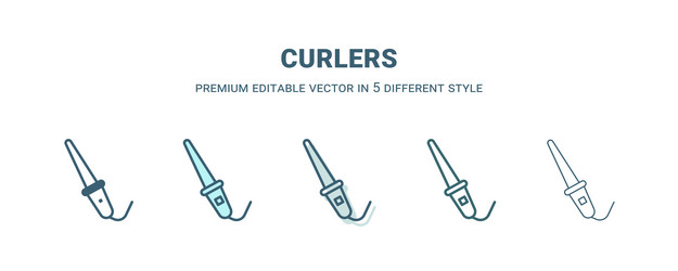 Blow dryer icon in 5 different style outline Vector Image