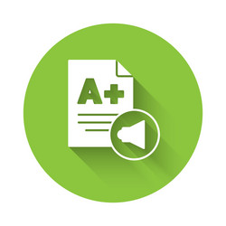 White exam sheet with a plus grade icon isolated Vector Image