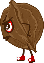 Angry walnut on a white background Royalty Free Vector Image