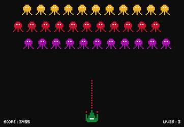 8bit arcade space pixel game asset invaders set Vector Image