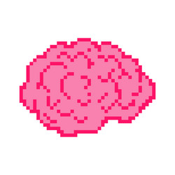 Brain pixel art 8 bit brains pixelated Royalty Free Vector