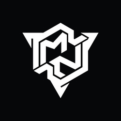 Mn logo monogram hexagon shape with triangle Vector Image