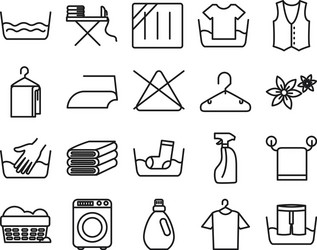 Clothing hangers and textile care icon set Vector Image