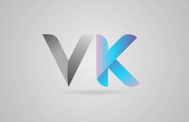 Vk v k blue green combination alphabet letter Vector Image