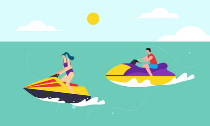 People young riding a jet ski Royalty Free Vector Image