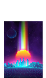 Retro landscape background sunset 3d Royalty Free Vector