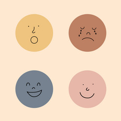Round abstract comic faces Royalty Free Vector Image