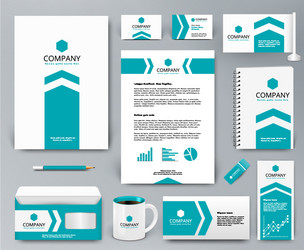 Professional blue branding design kit with cubes Vector Image