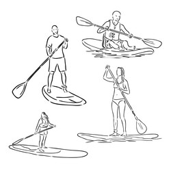 Stand up paddle surfing boarding single female Vector Image