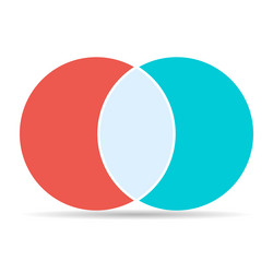 Venn diagram maths with shadow negative space Vector Image