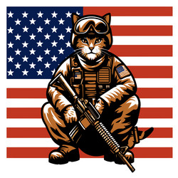 Us army cat on flag Royalty Free Vector Image - VectorStock