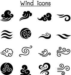 Hand drawn wind air flow icon set free breath Vector Image