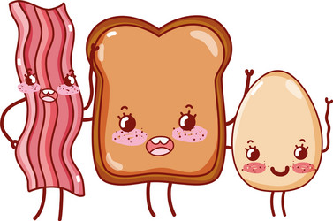 Bacon kawaii food Royalty Free Vector Image - VectorStock