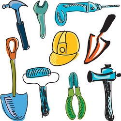 Cartoon tools icons set Royalty Free Vector Image