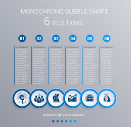 Monochrome blue bubbles chart infographics for 5 Vector Image