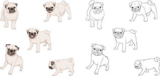 Pug Outlines Vector Images (over 860)