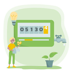 Characters reduce energy consumption at home Vector Image