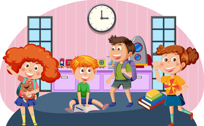 Children Playing In Classroom Clipart