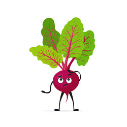 Cartoon groovy vegetable character flexing muscles