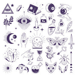 Witchcraft circular symbols magical spell circle Vector Image