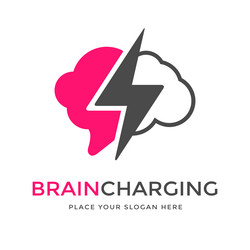 Brain charging template logo this logo Royalty Free Vector