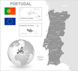 Green political map portugal Royalty Free Vector Image