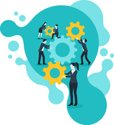 Isometric business process team connect Royalty Free Vector