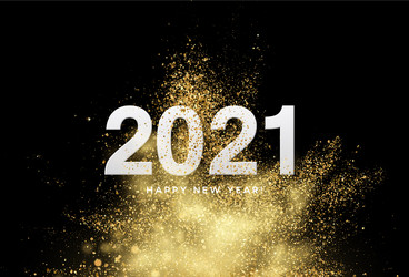 Realistic gold metal inscription 2021 Royalty Free Vector
