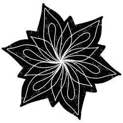 Abstract black spiral design with grunge linocut Vector Image