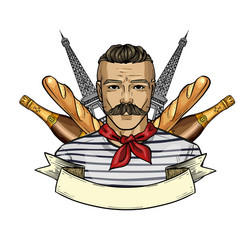 Hand drawn sketch french man Royalty Free Vector Image