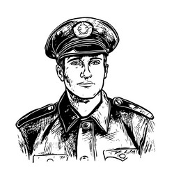 Police officer drawing isolated hand drawn Vector Image