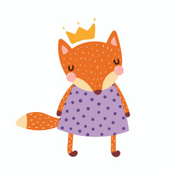 Cute fox little prinsess Royalty Free Vector Image