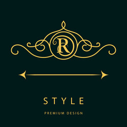 Golden monogram crown initial letter r Royalty Free Vector